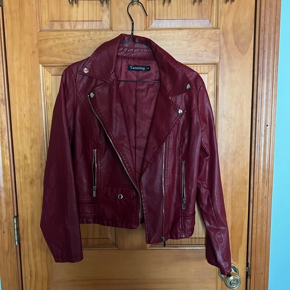 Jackets & Coats | Faux Red Leather Jacket | Poshmark
